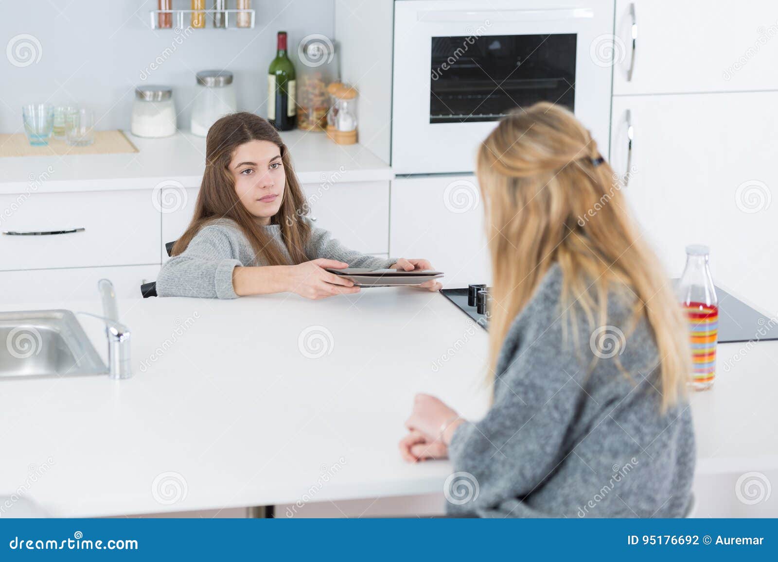 Visiting friend in house stock photo. Image of home, kitchen - 95176692