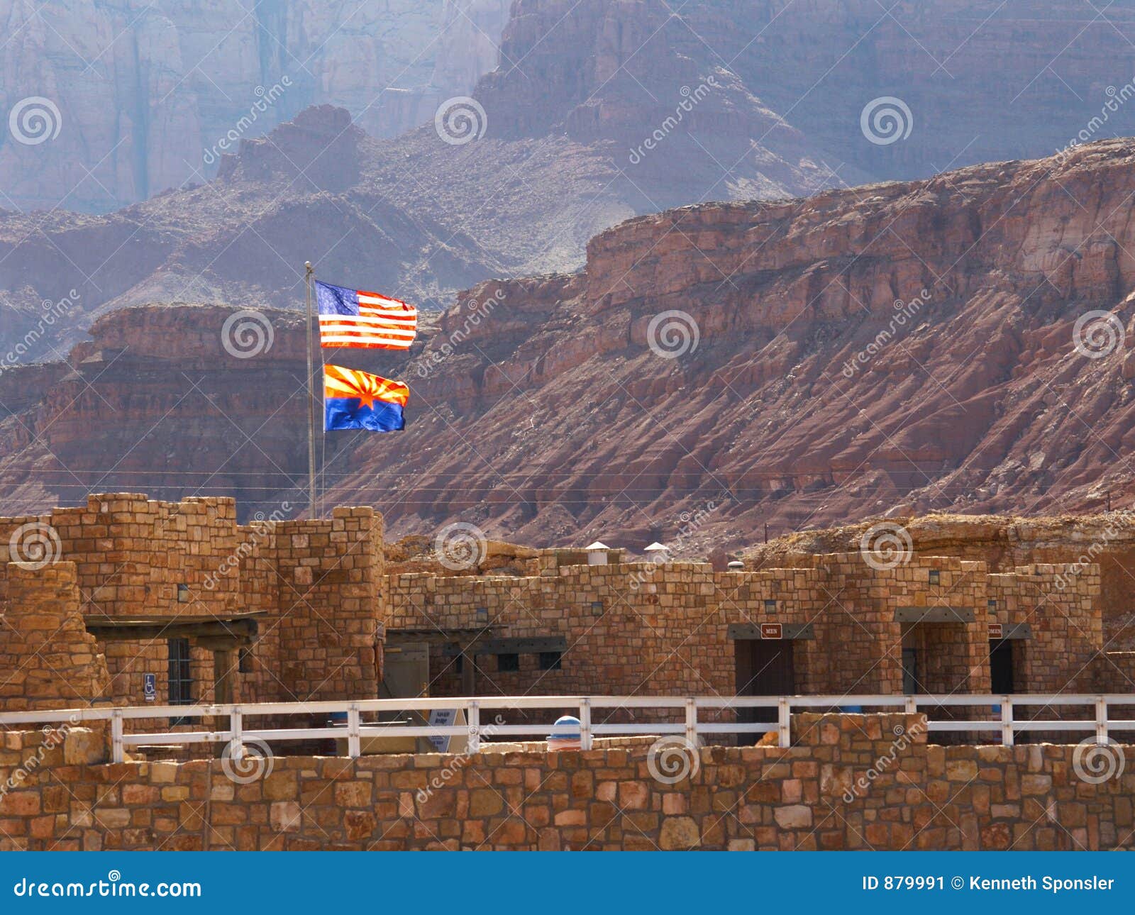 Visitor Center Flags stock image. Image of mountain, wall - 879991
