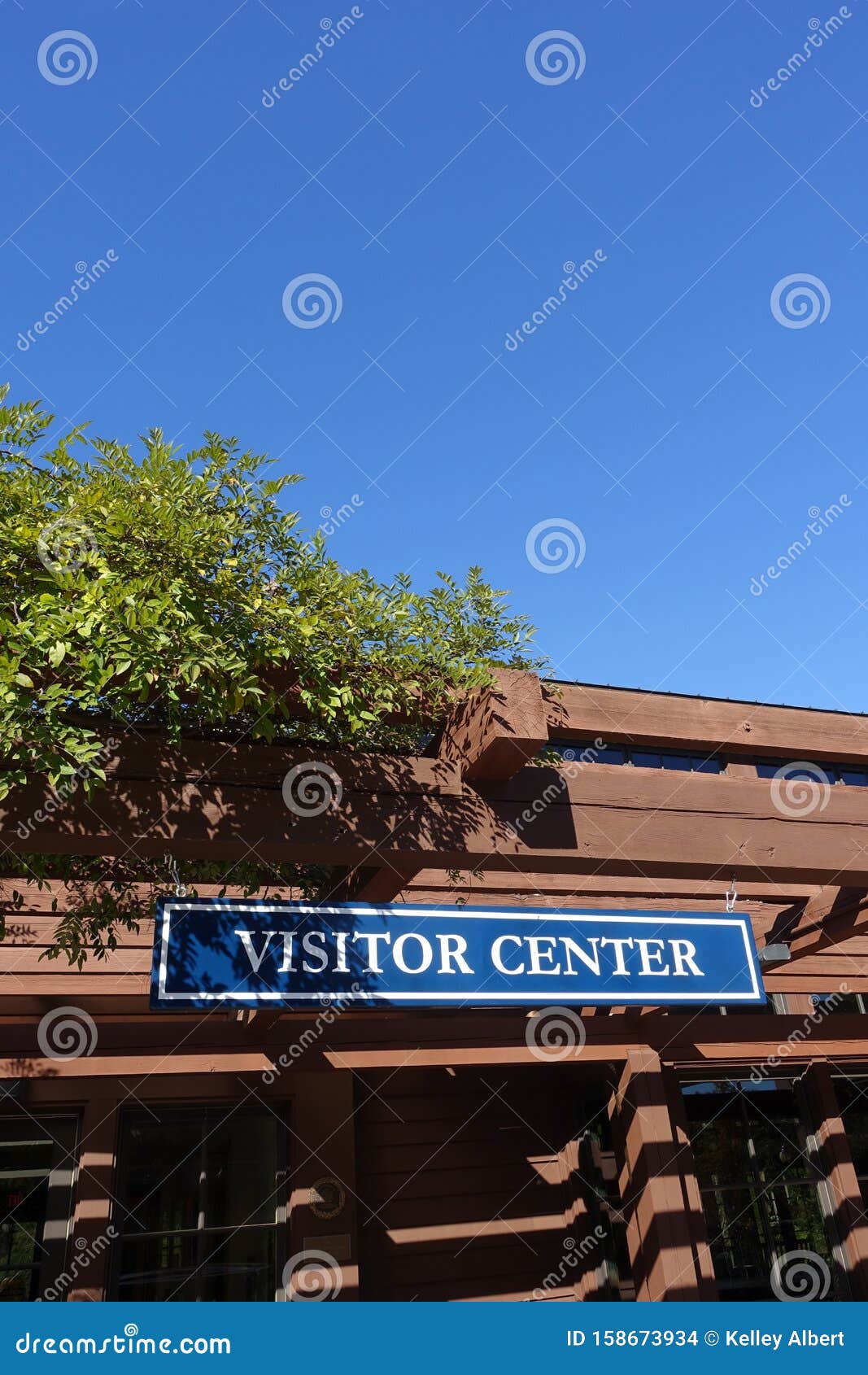Visitor Center Sign with Blue Sky Background Stock Photo - Image of ...