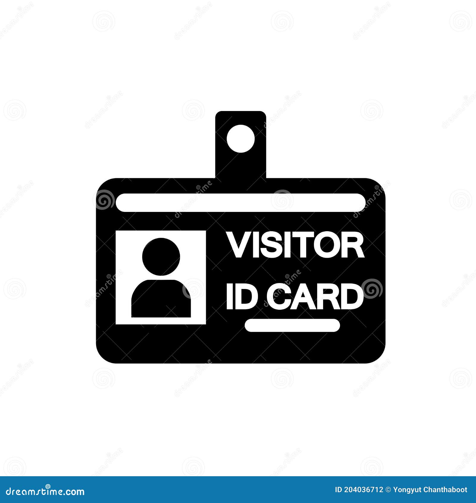 Visitor ID Card Black Icon, Vector Illustration, Isolate on White ...