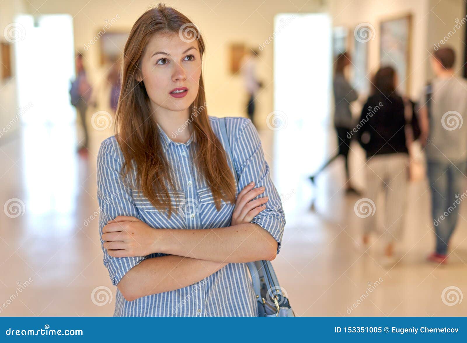 Visitor Looking Pictures at Art Gallery Museum Stock Image - Image of ...