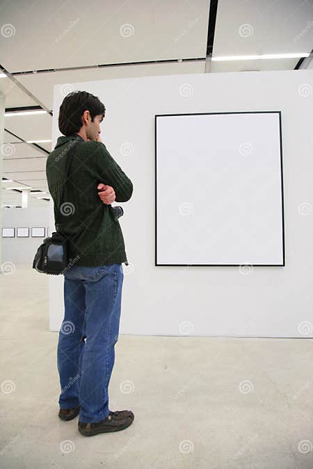 Visitor Looks on Frame in Showroom Stock Image - Image of culture, look ...