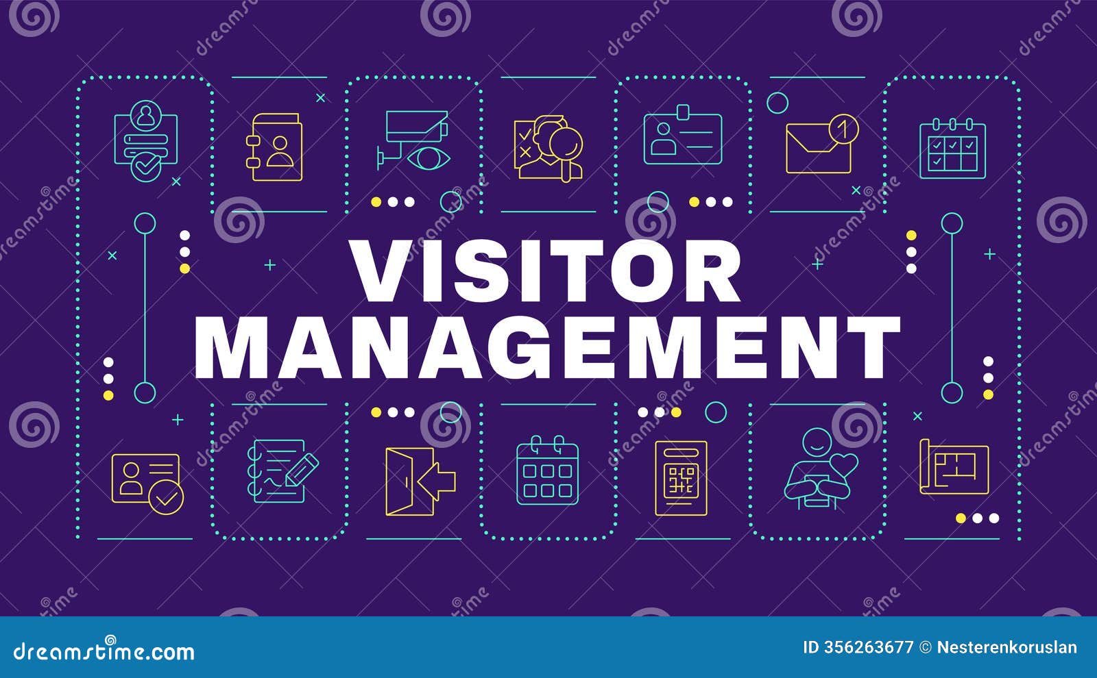Visitor Management Purple Word Concept Stock Vector - Illustration of ...