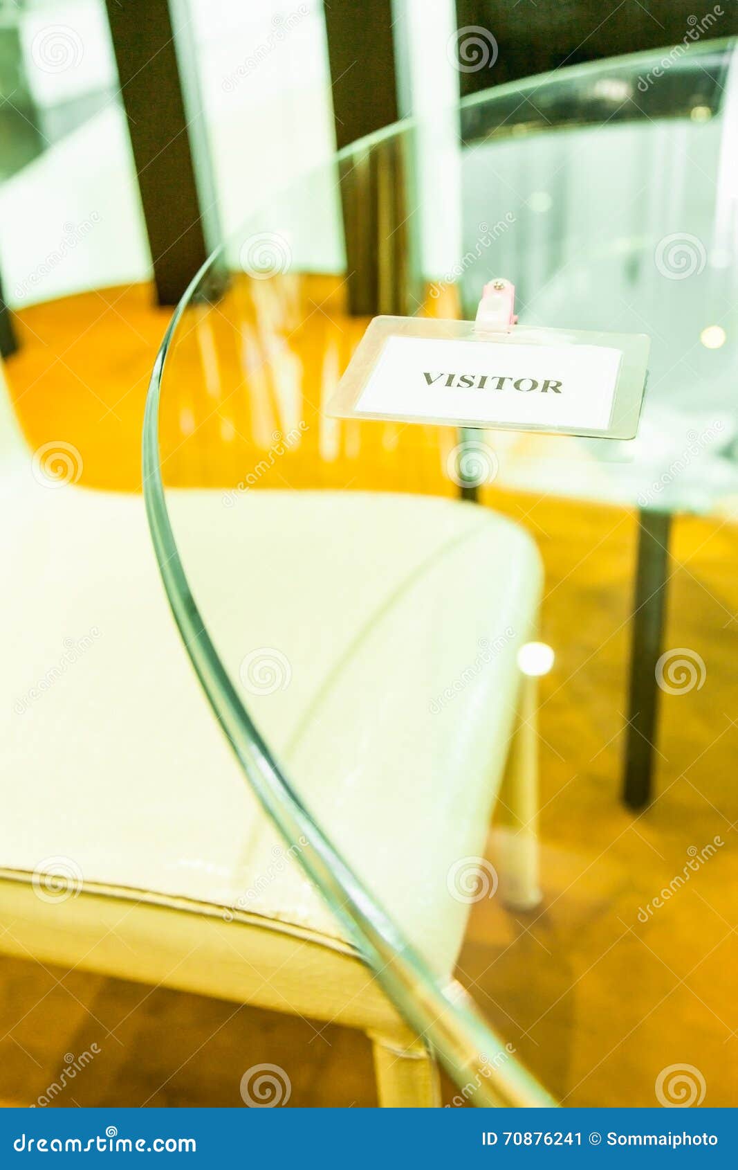 Visitor Plastic Card on Glass Table Stock Image - Image of name ...