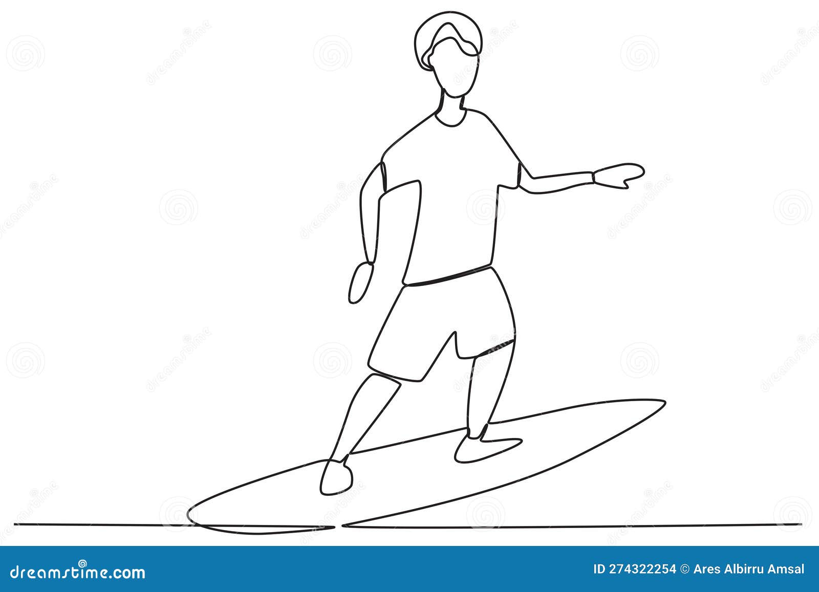 A Visitor Surfing in the Summer Stock Vector - Illustration of surfer ...
