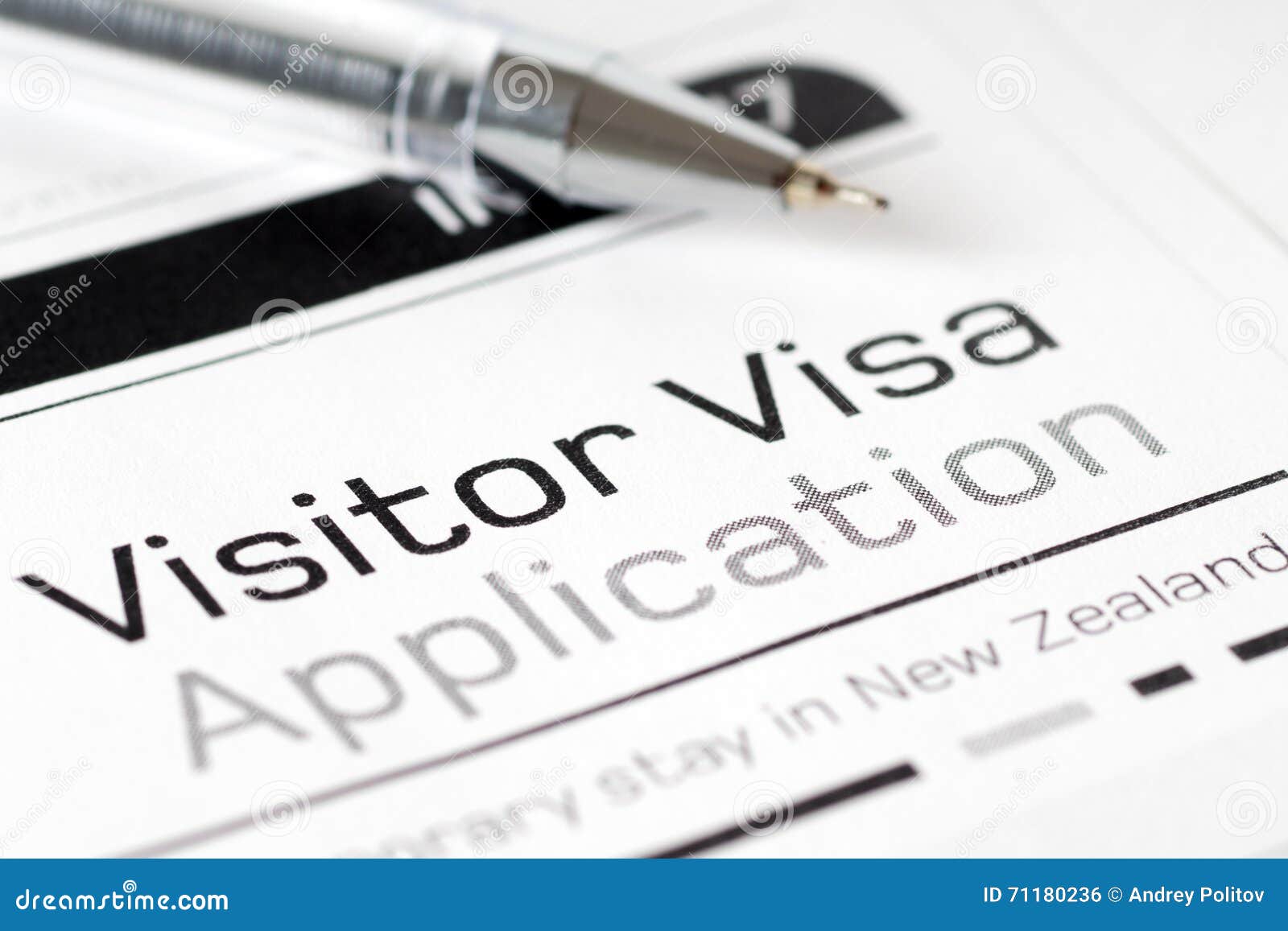 Visitor Visa Application Form with Pen Stock Photo - Image of ...