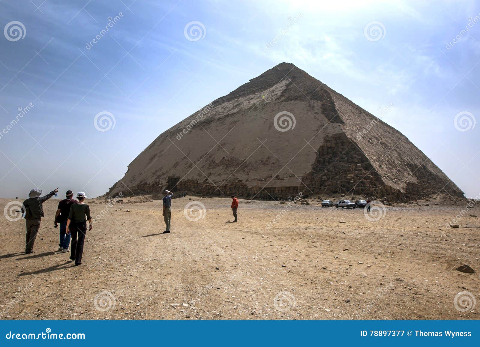 Visitors Approach The Bent Pyramid At Dahshur In Egypt. Editorial Photo ...