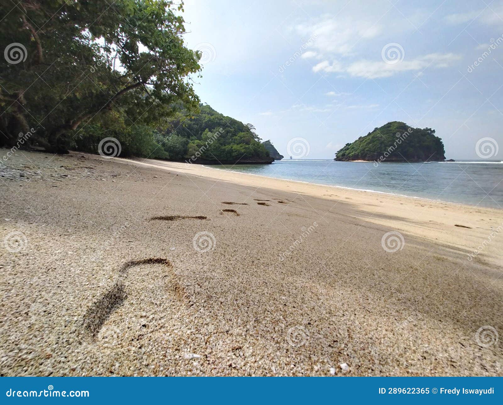 Visitors& X27; Footprints on the Sand of Mini Malang Beach, Indonesia ...