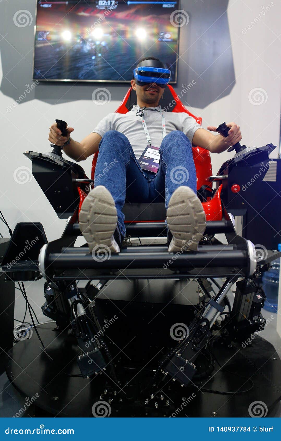 Visitors Testing VR Devices Experiences in MWC 2019 Vertical Editorial ...