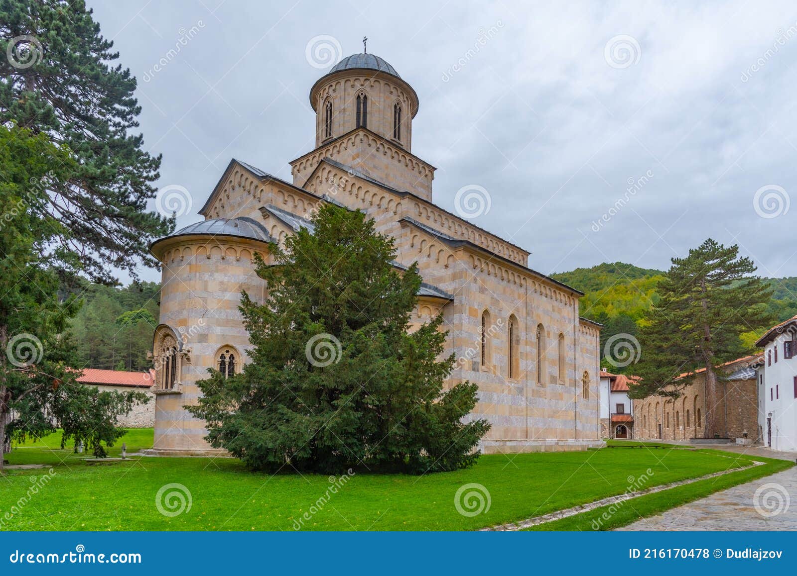 Visoki Decani Monastery in Kosovo Stock Photo - Image of tower, garden ...