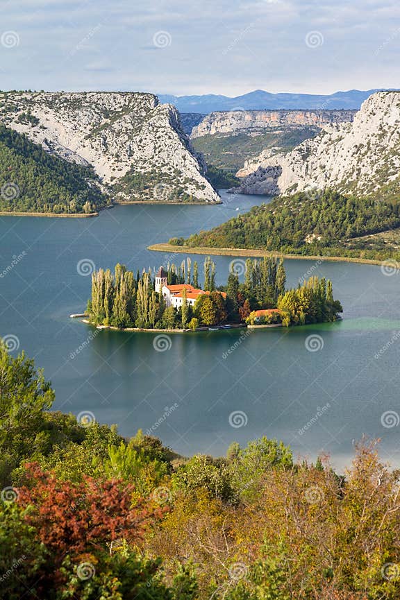 Visovac lake stock image. Image of architecture, monastery - 29360287