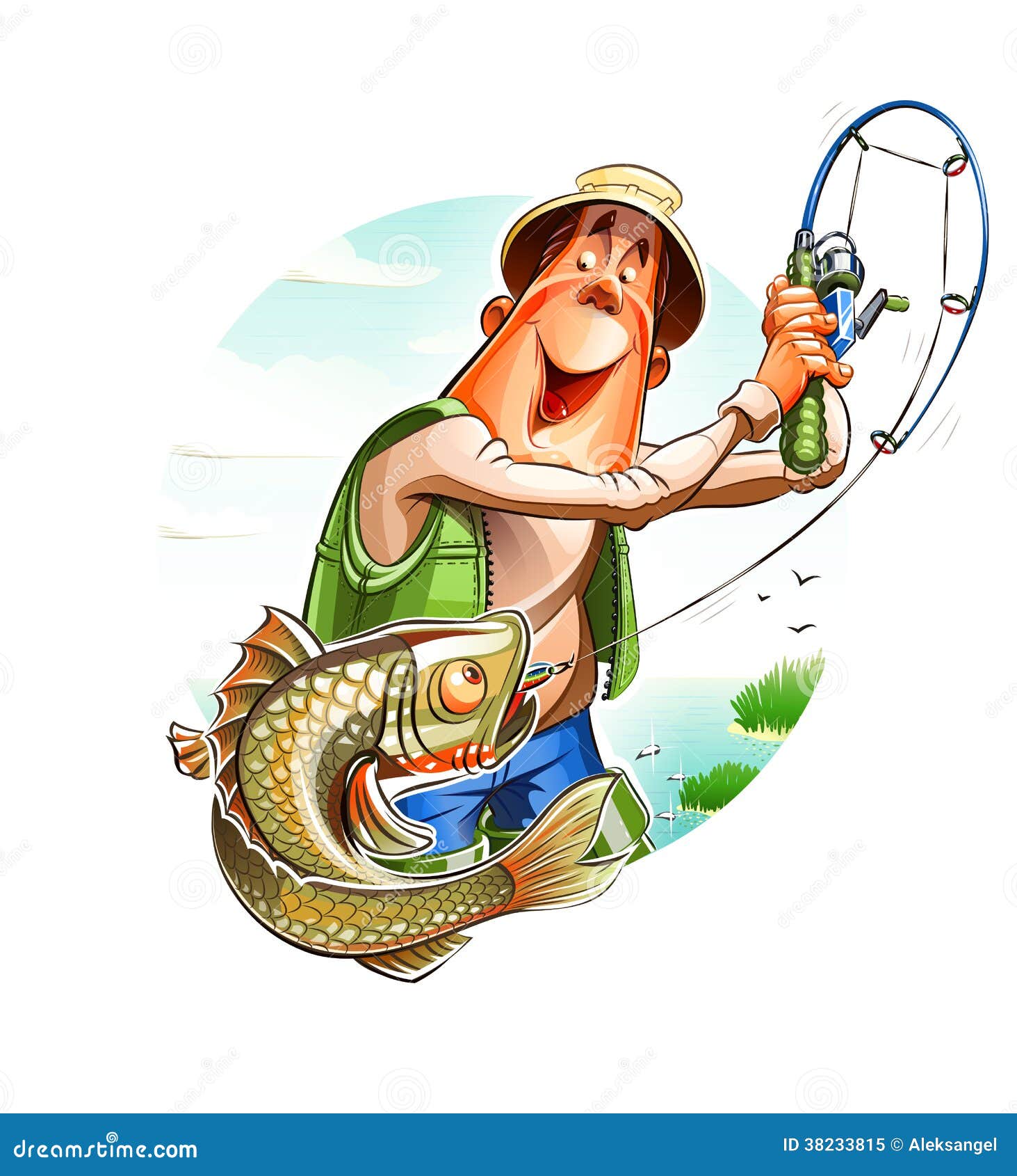 Visser en vissen vector illustratie. Illustratie bestaande uit ...