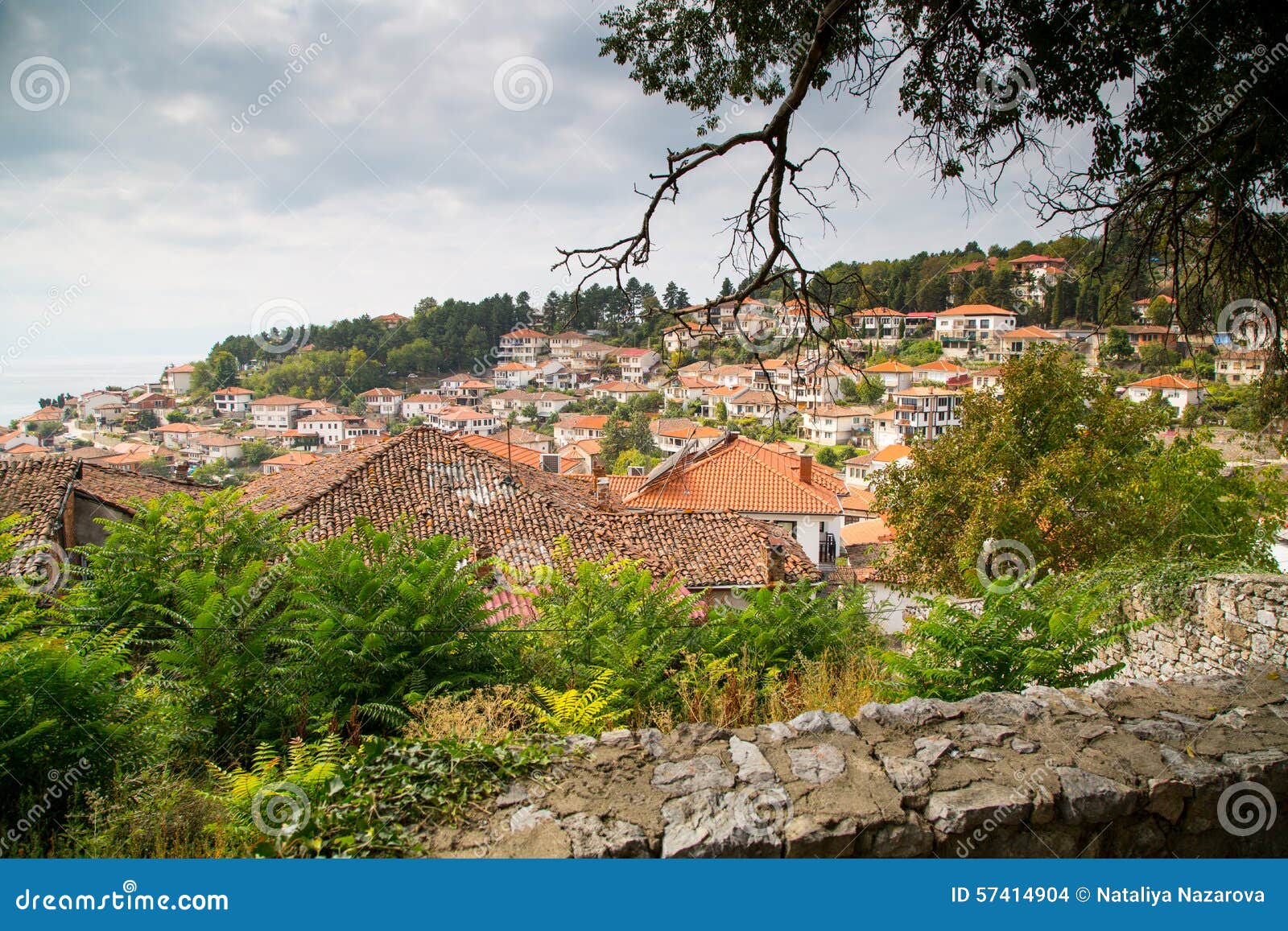 Vista aérea de Ohrid foto de archivo. Imagen de paisaje - 57414904