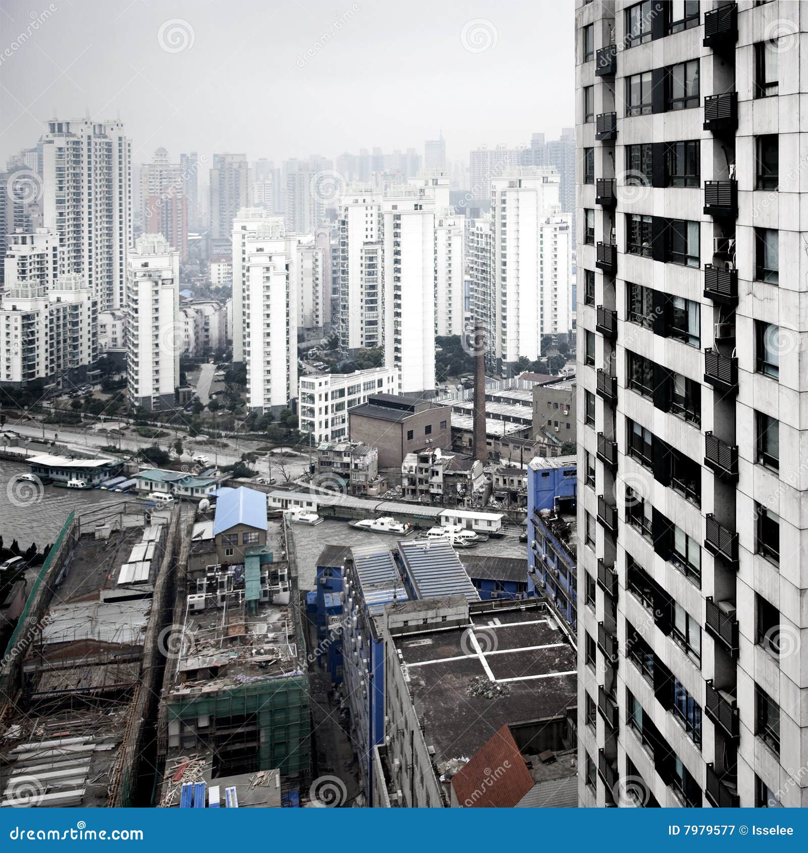 Vista aerea di Schang-Hai immagine stock. Immagine di sporco - 7979577