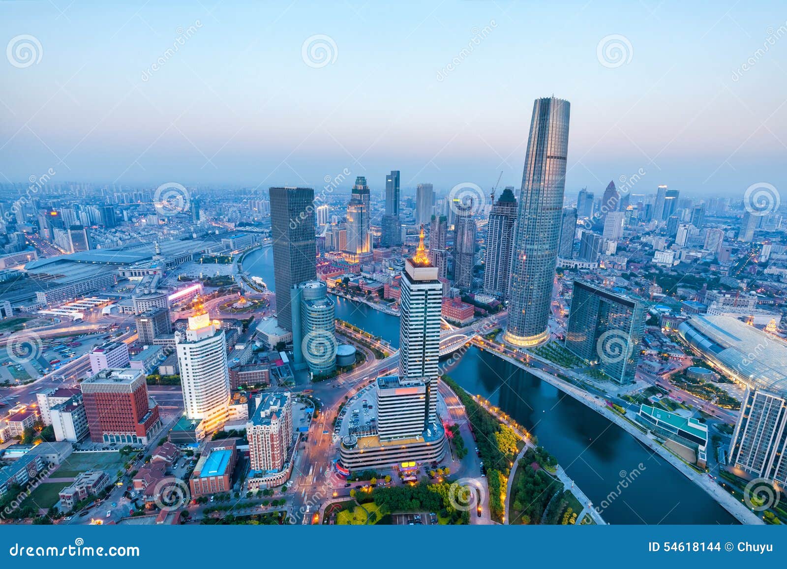 Vista aerea di Tientsin fotografia stock. Immagine di tianjin - 54618144