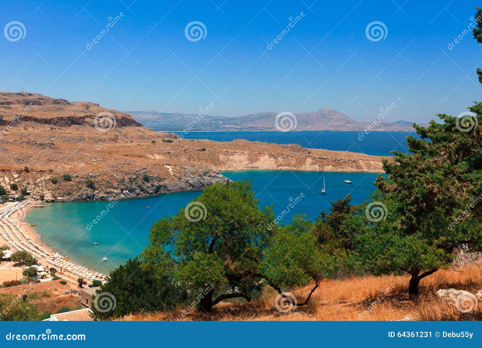 Vista Del Mare a Lindos in Rodi Immagine Stock - Immagine di ...