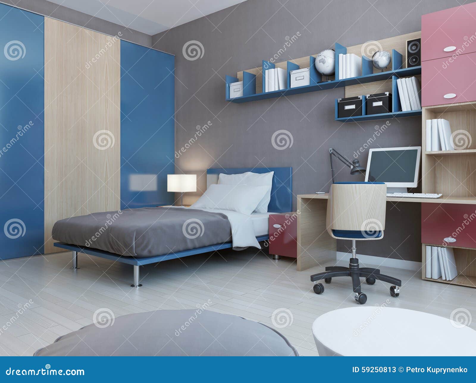 Vista Della Camera Da Letto Degli Adolescenti Illustrazione di Stock ...