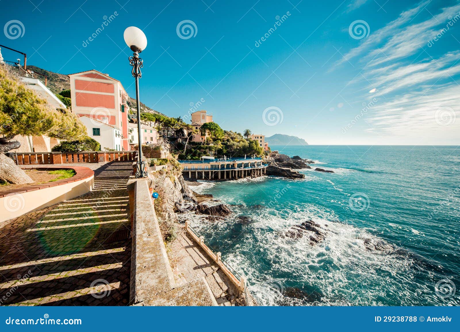 Vista di Bogliasco fotografia stock. Immagine di storico - 29238788