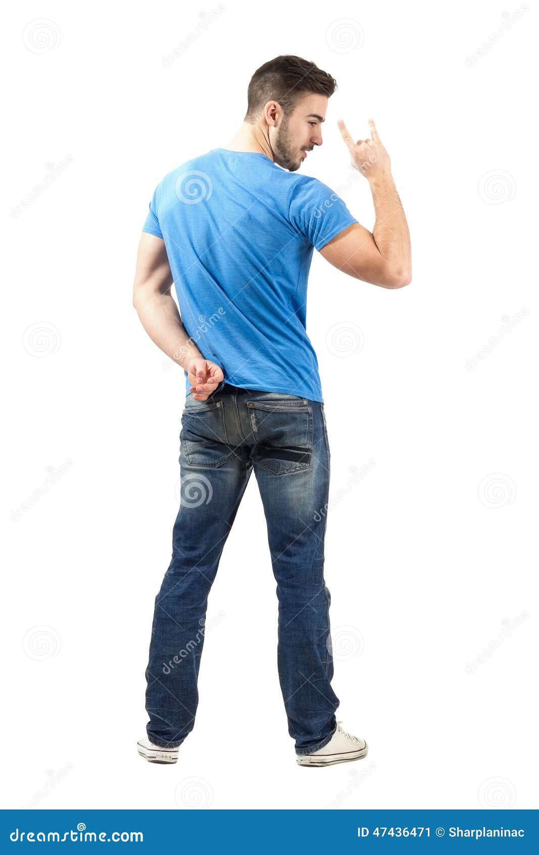 Vista Posterior Del Hombre Barbudo Con La Muestra De Metales Pesados De La Mano Imagen De