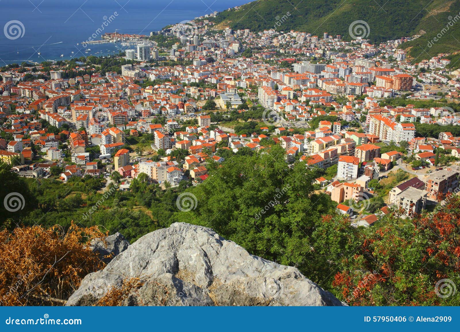 Vista Superiore Budua Montenegro Fotografia Stock - Immagine di balcani ...