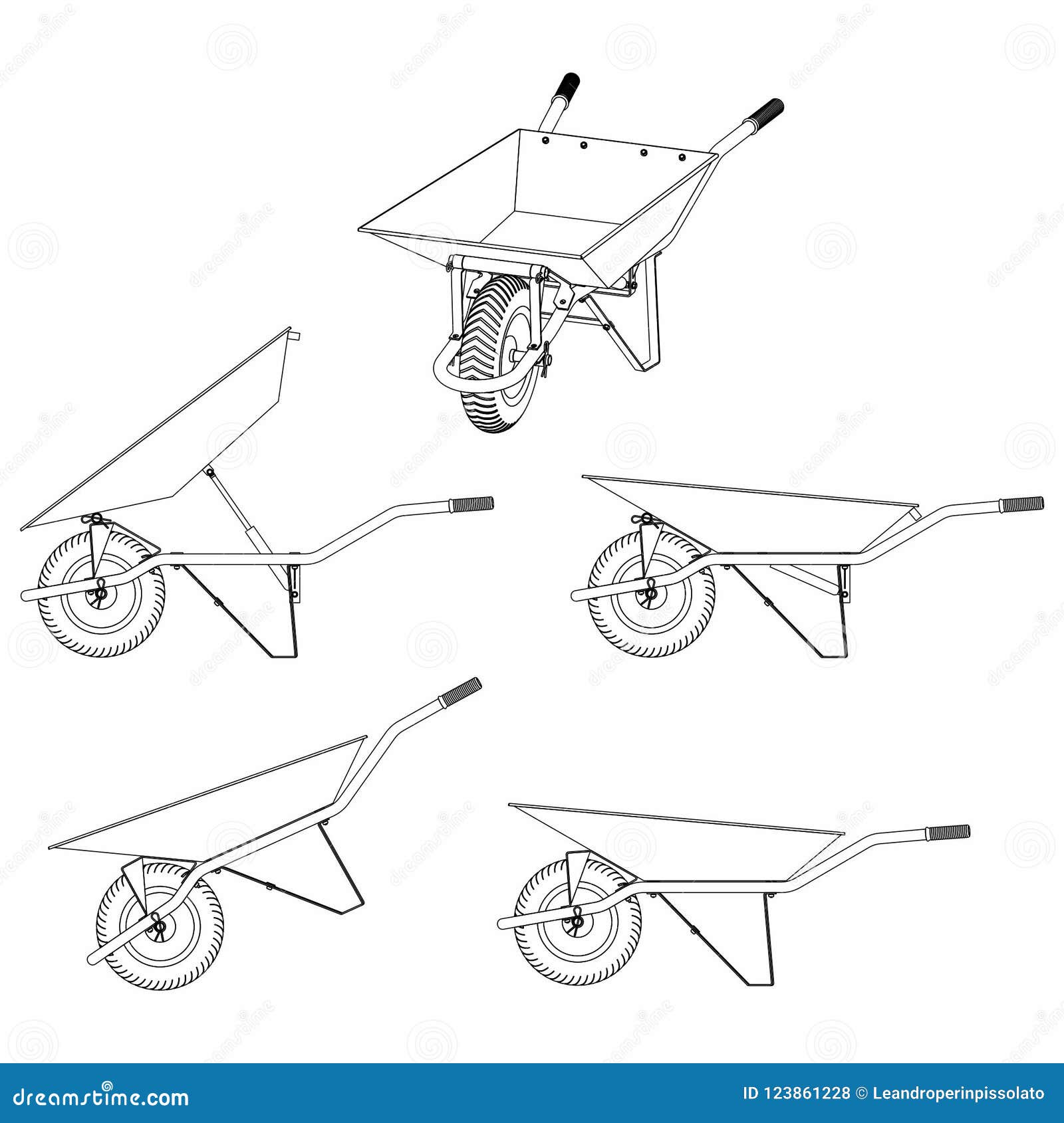 Viste E Profilo Multipli Della Carriola Soltanto Illustrazione ...