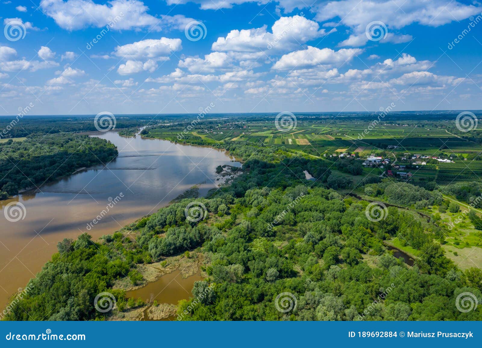 Vistula River in Poland. Aerial View of Vistula River, the Longest ...