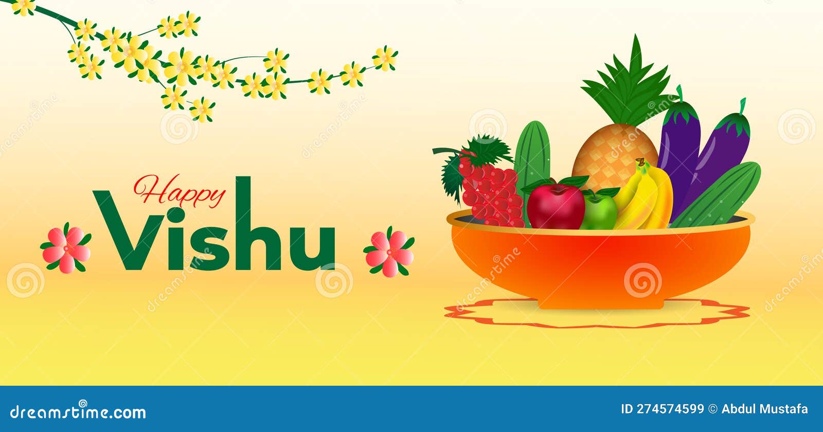 Happy Vishu Sight-Kerala Festival Stock Illustration - Illustration of ...