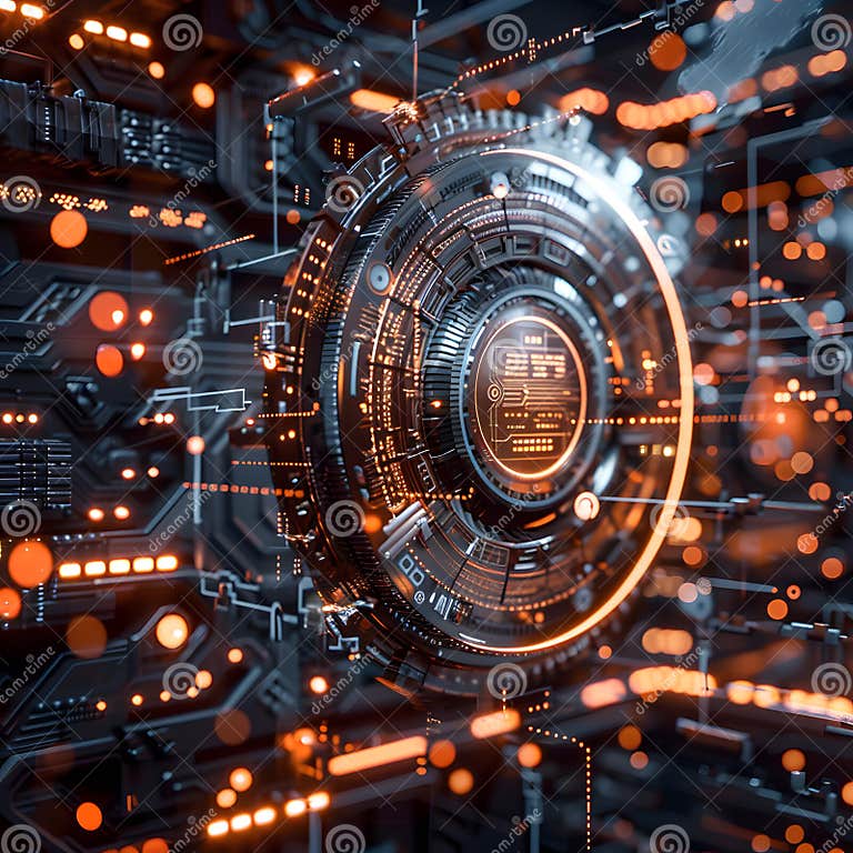 Abstract Futuristic Tech Circuit Background with Glowing Elements for ...