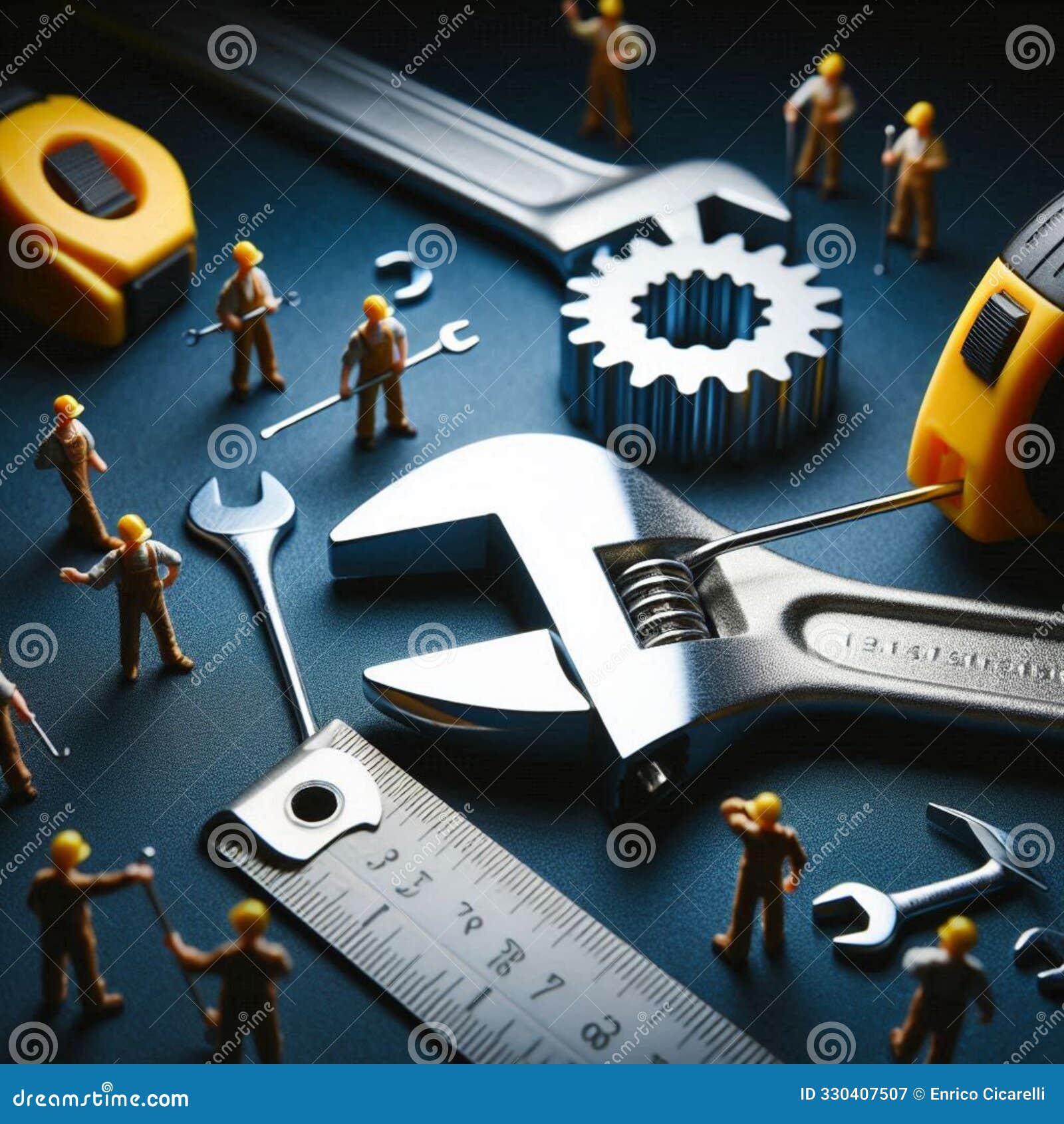 Worker Microworld stock illustration. Illustration of wrench - 330407507