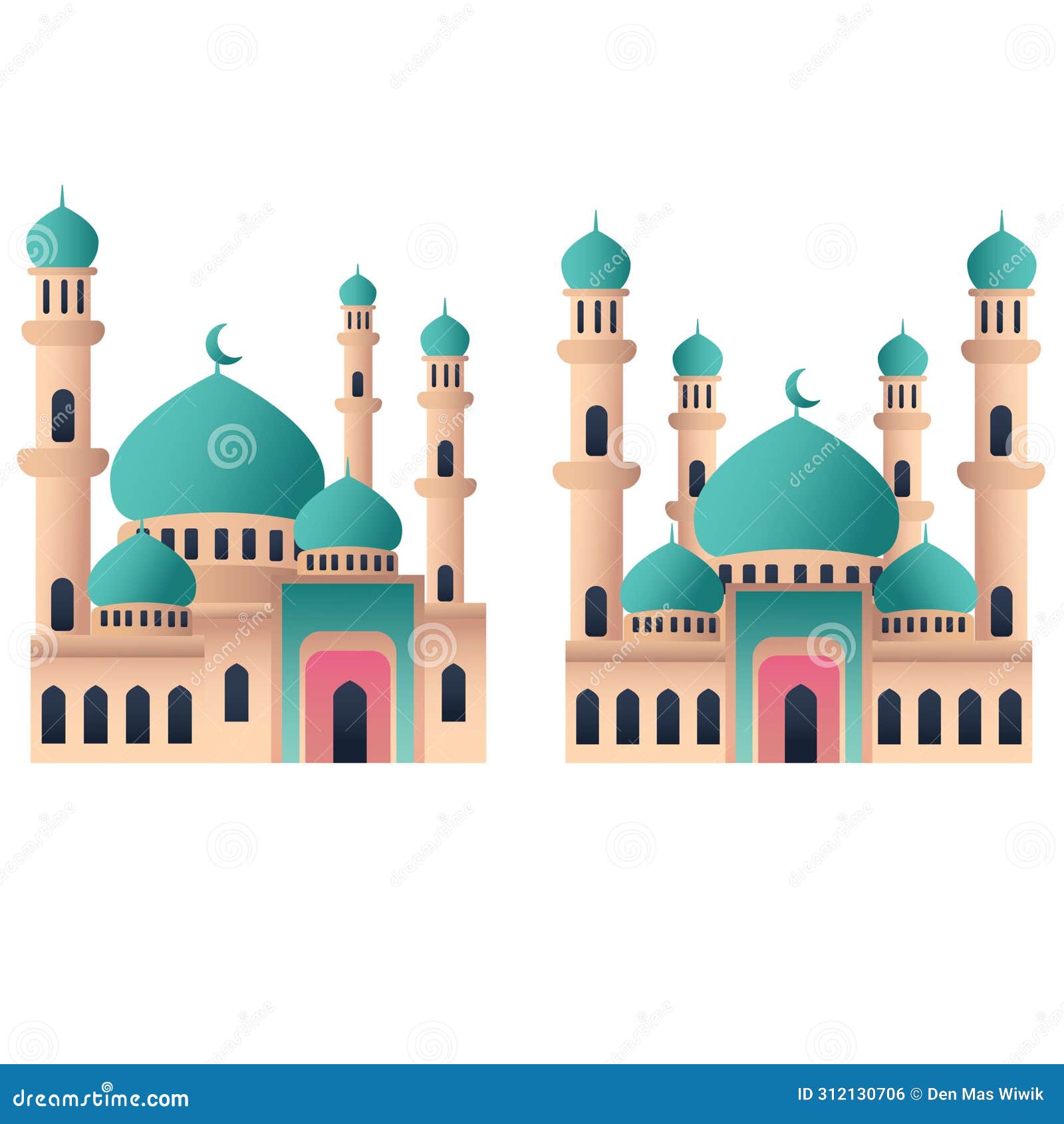 Architectural Illustrated a Collection of Mosques with Diverse Design ...