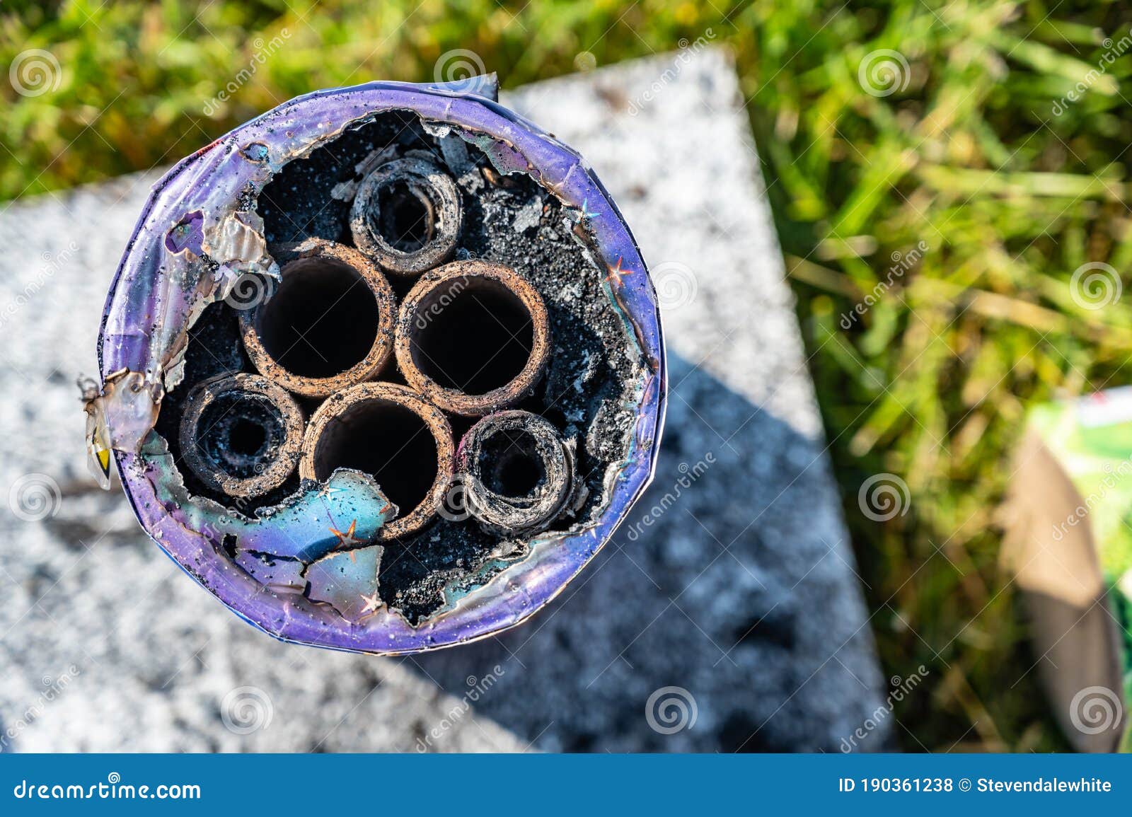 Top of Cardboard Burnt Firework Tubes Stock Photo - Image of festive ...