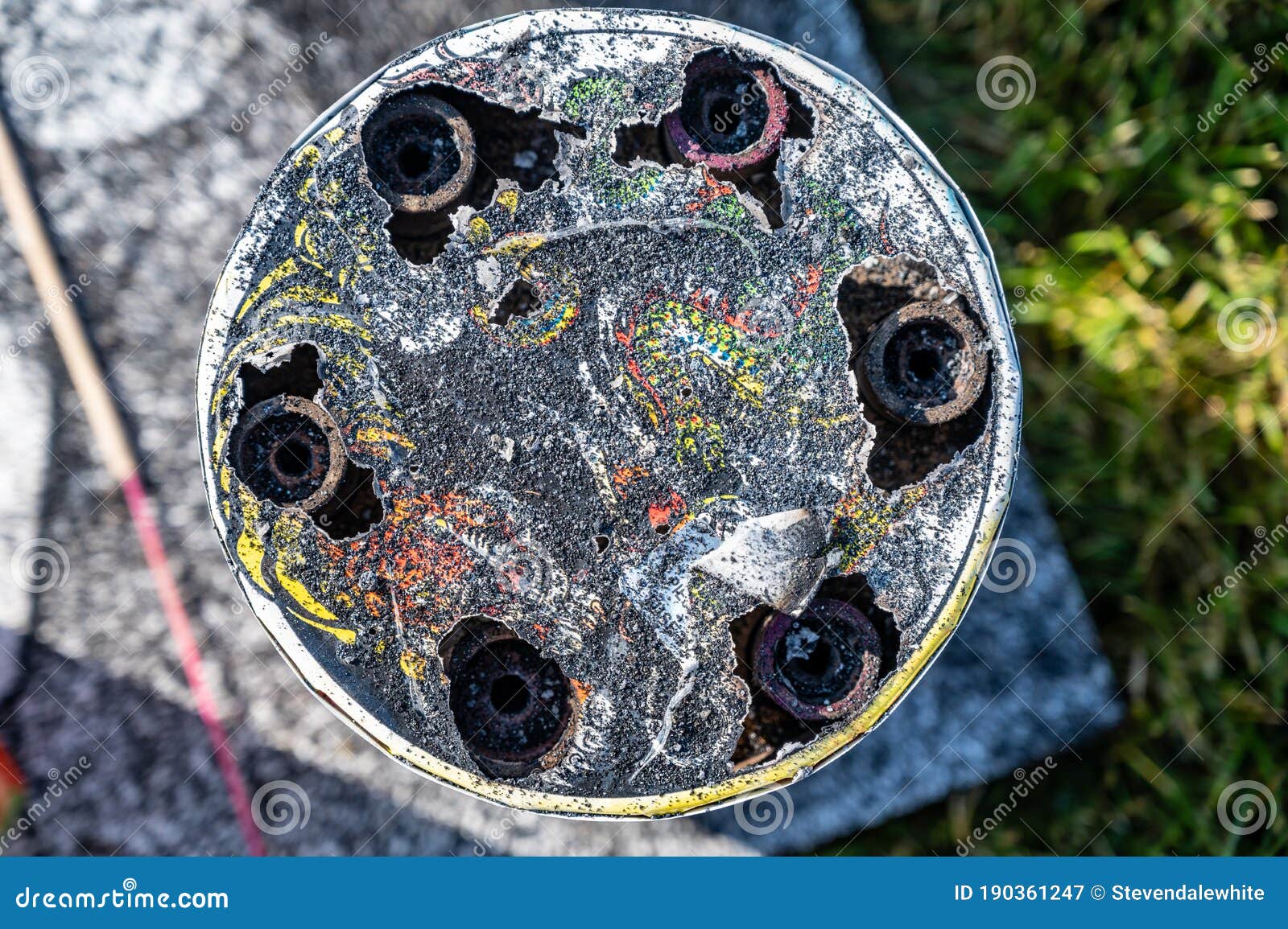 Top of Cardboard Burnt Firework Tubes Stock Image - Image of fire ...