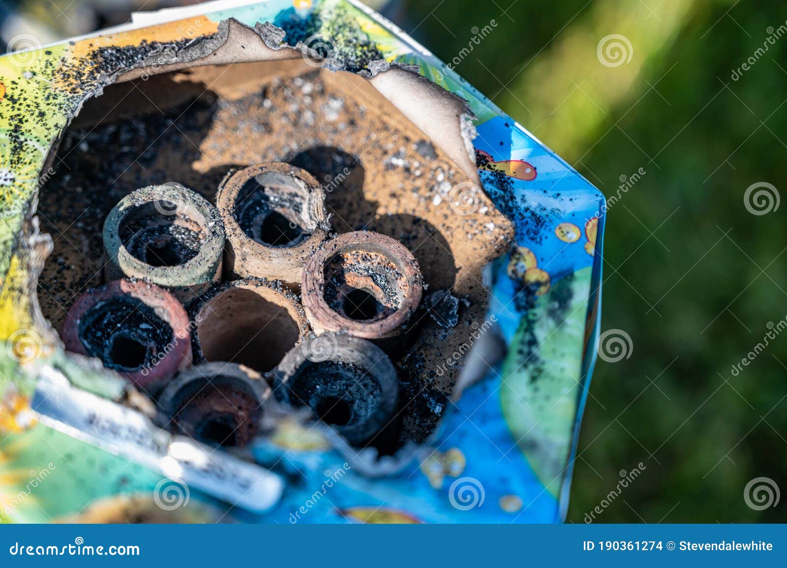 Top of Cardboard Burnt Firework Tubes Stock Photo - Image of empty ...