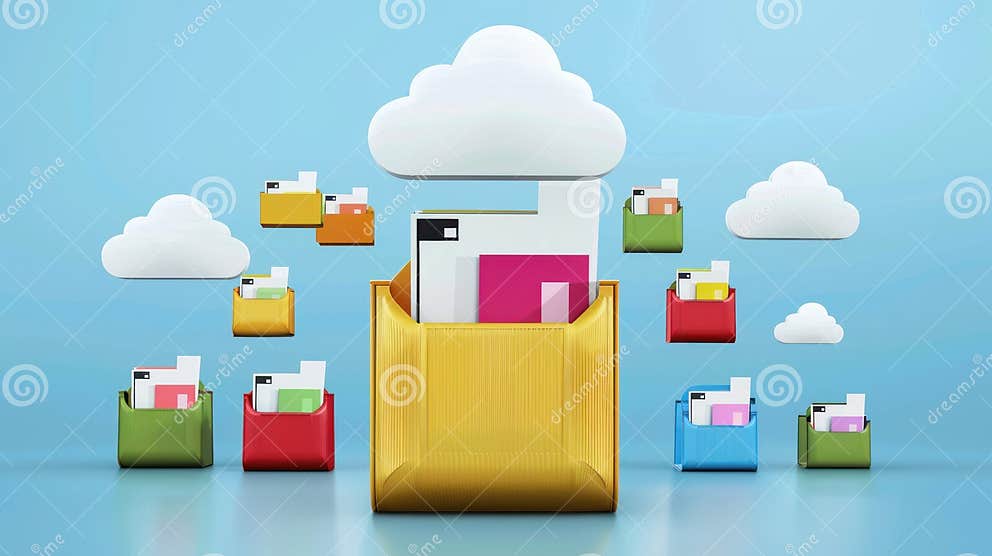 A Visual of a Cloud Storage Icon with Files and Documents Being ...