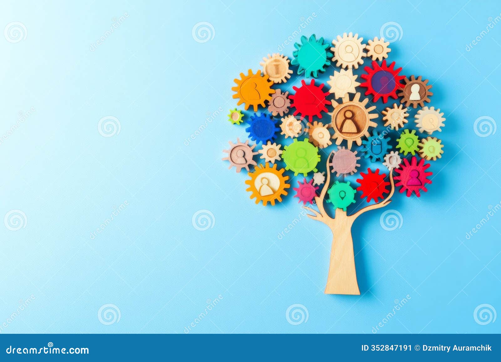 A Visual of Cogwheels and a Tree with Human Figures, Symbolizing Human ...