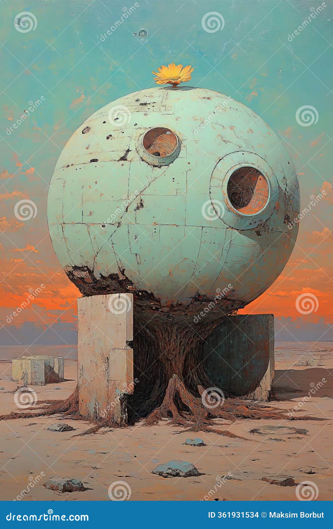 Half Planet Mars With Atmosphere With Half Venus Planet Of Solar System ...