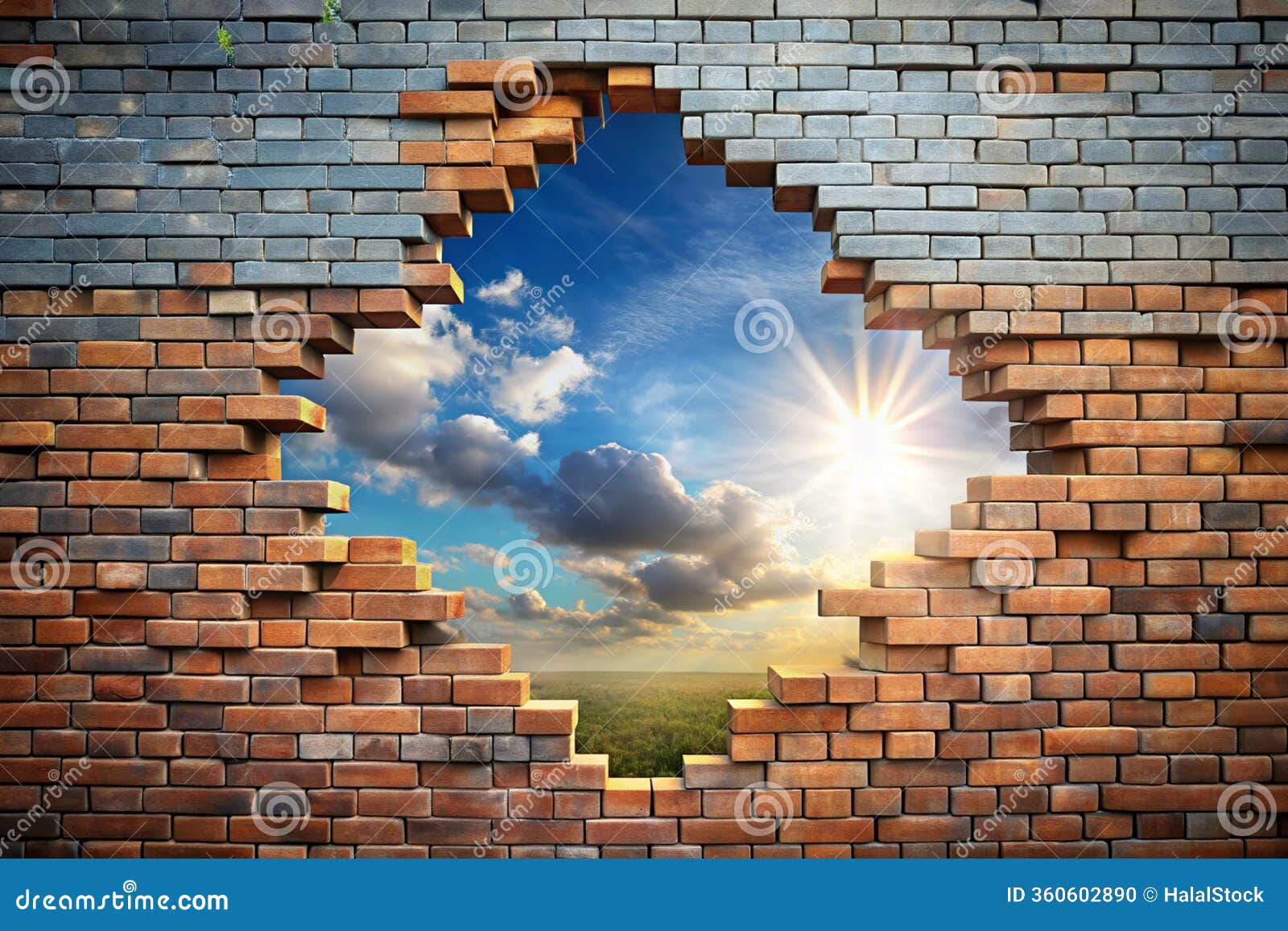 Broken Boundaries. Boy Standing Inside Rectangular Shape Boundaries ...