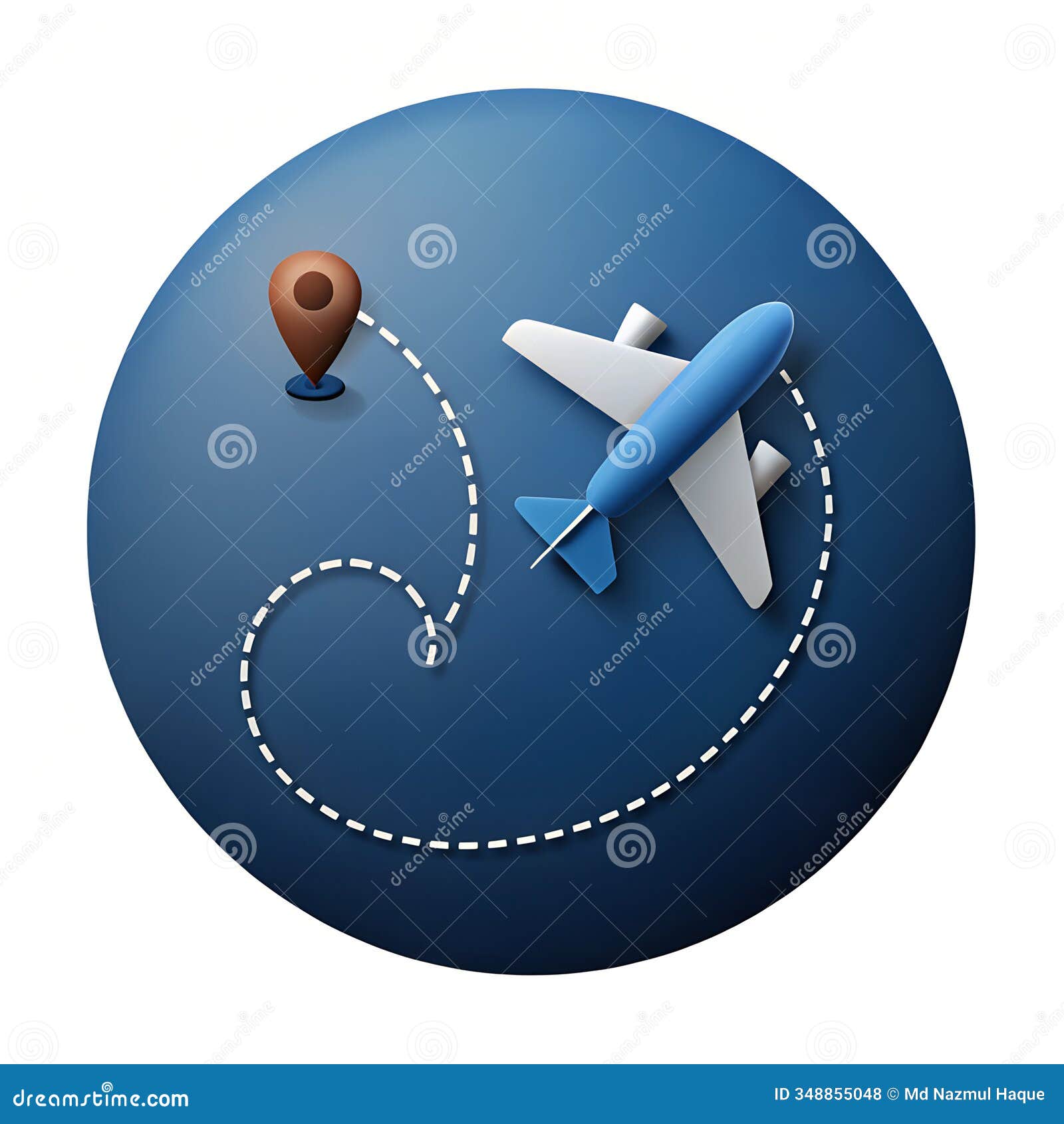 3D Airplane Flying and Leaves a Trace Line. Airplane Line Path Routes ...