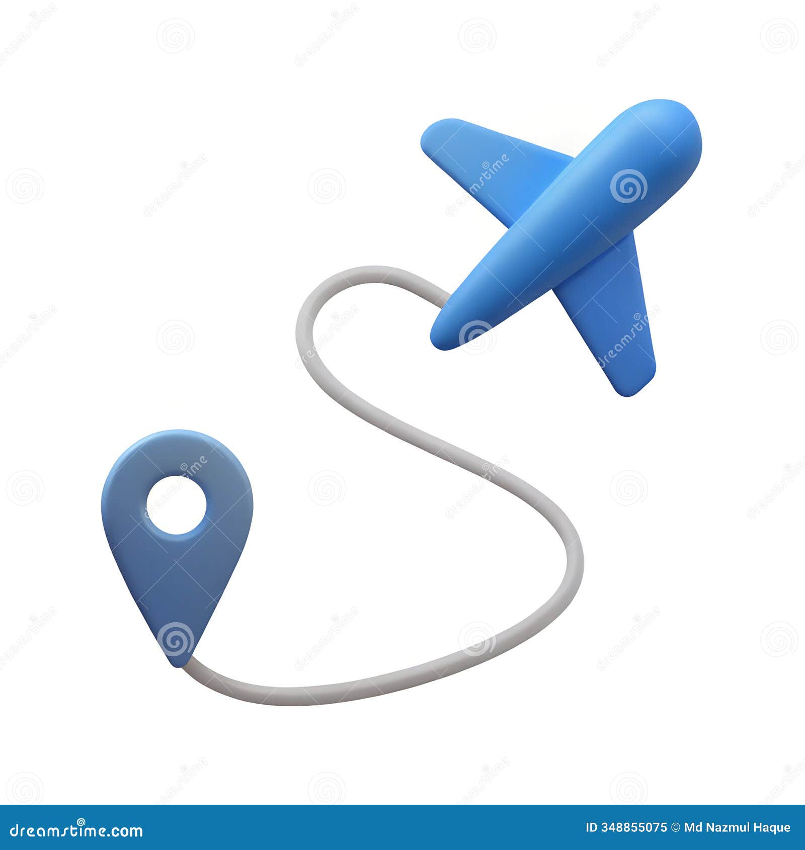 3D Airplane Flying and Leaves a Trace Line. Airplane Line Path Routes ...