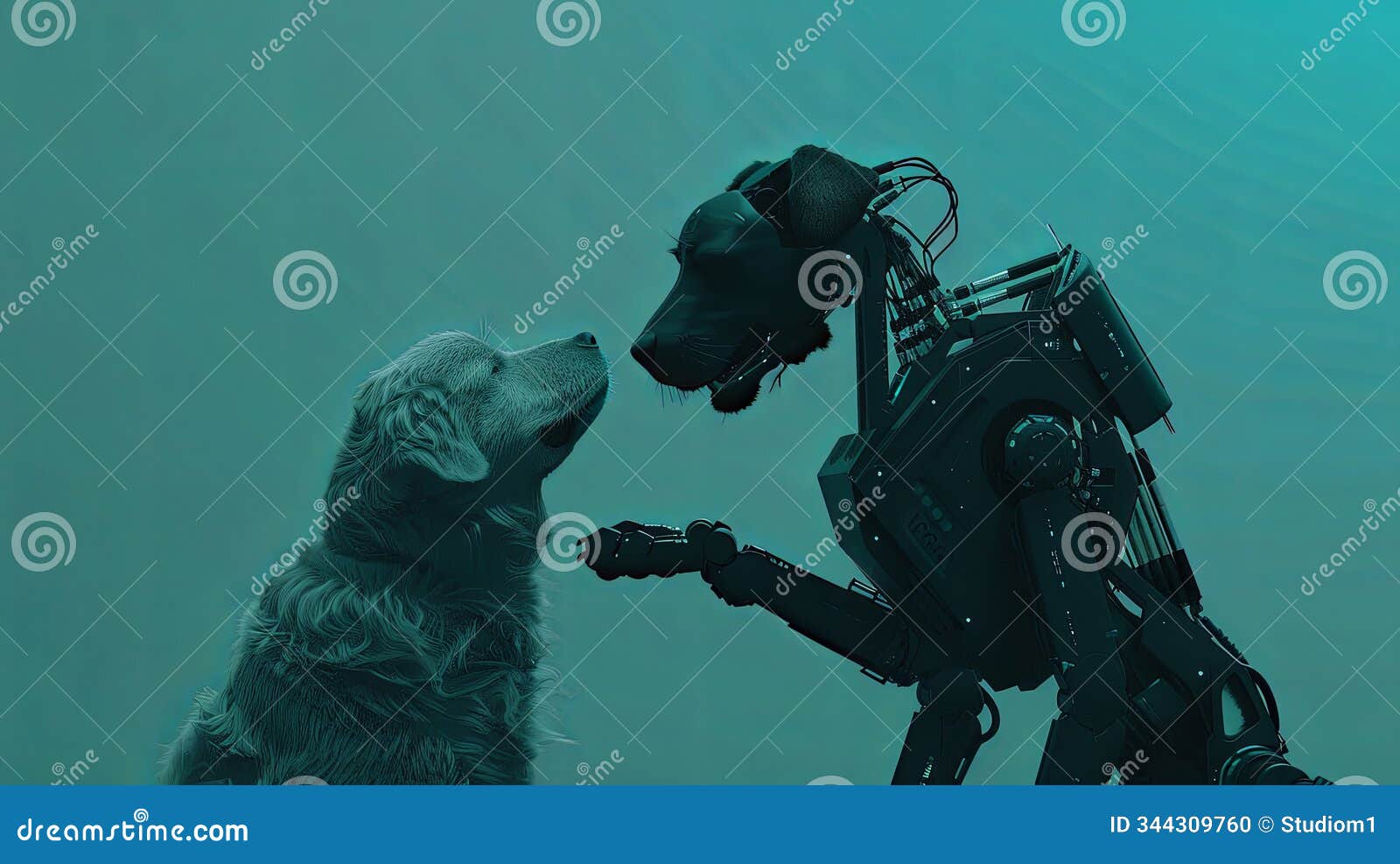 Visual Contact between a Live Dog and a Robot Dog. the Animals ...