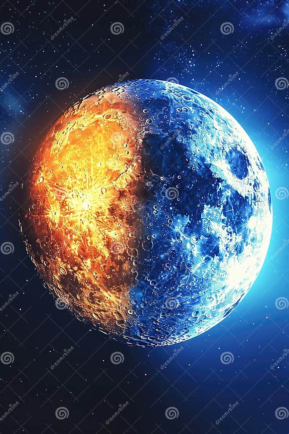 A Visual Contrast of Two Halves of a Planet Showcasing Chaos and ...