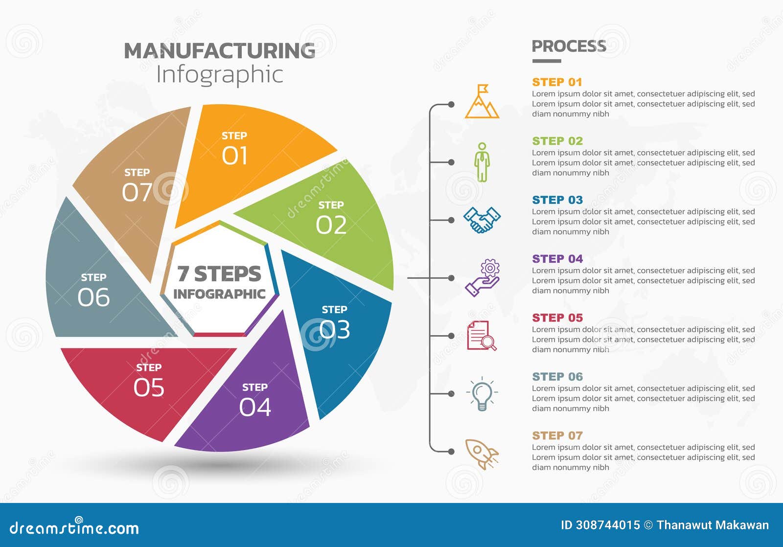 Visual Data Presentation. Cycle Diagram with 7 Options Stock Vector ...