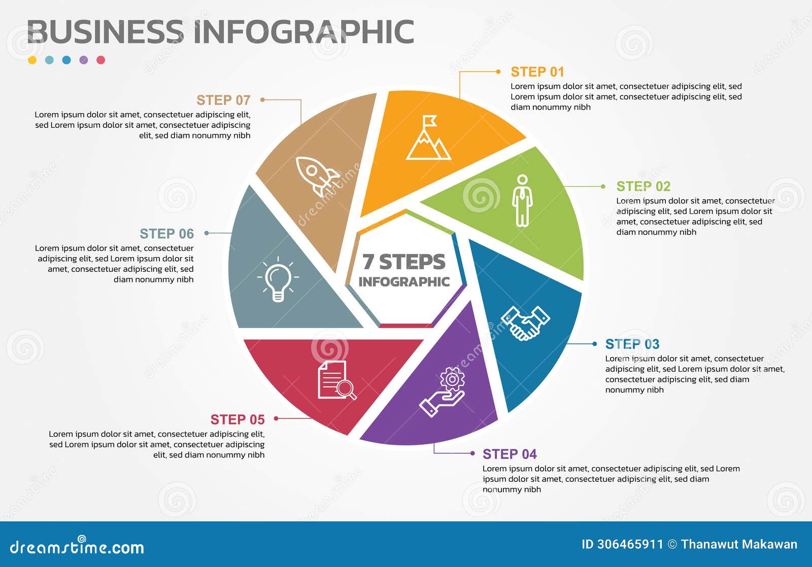 Visual Data Presentation. Cycle Diagram with 7 Options Stock Vector ...