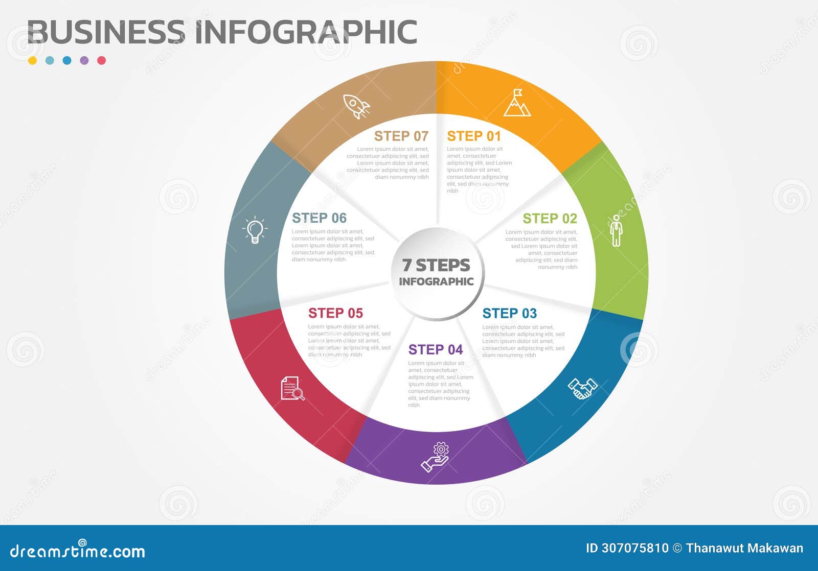 Visual Data Presentation. Cycle Diagram with 7 Options Stock Vector ...