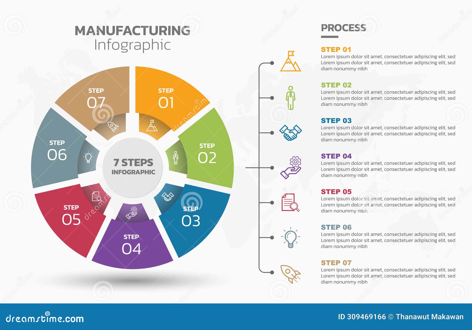 Visual Data Presentation. Cycle Diagram with 7 Options Stock Vector ...