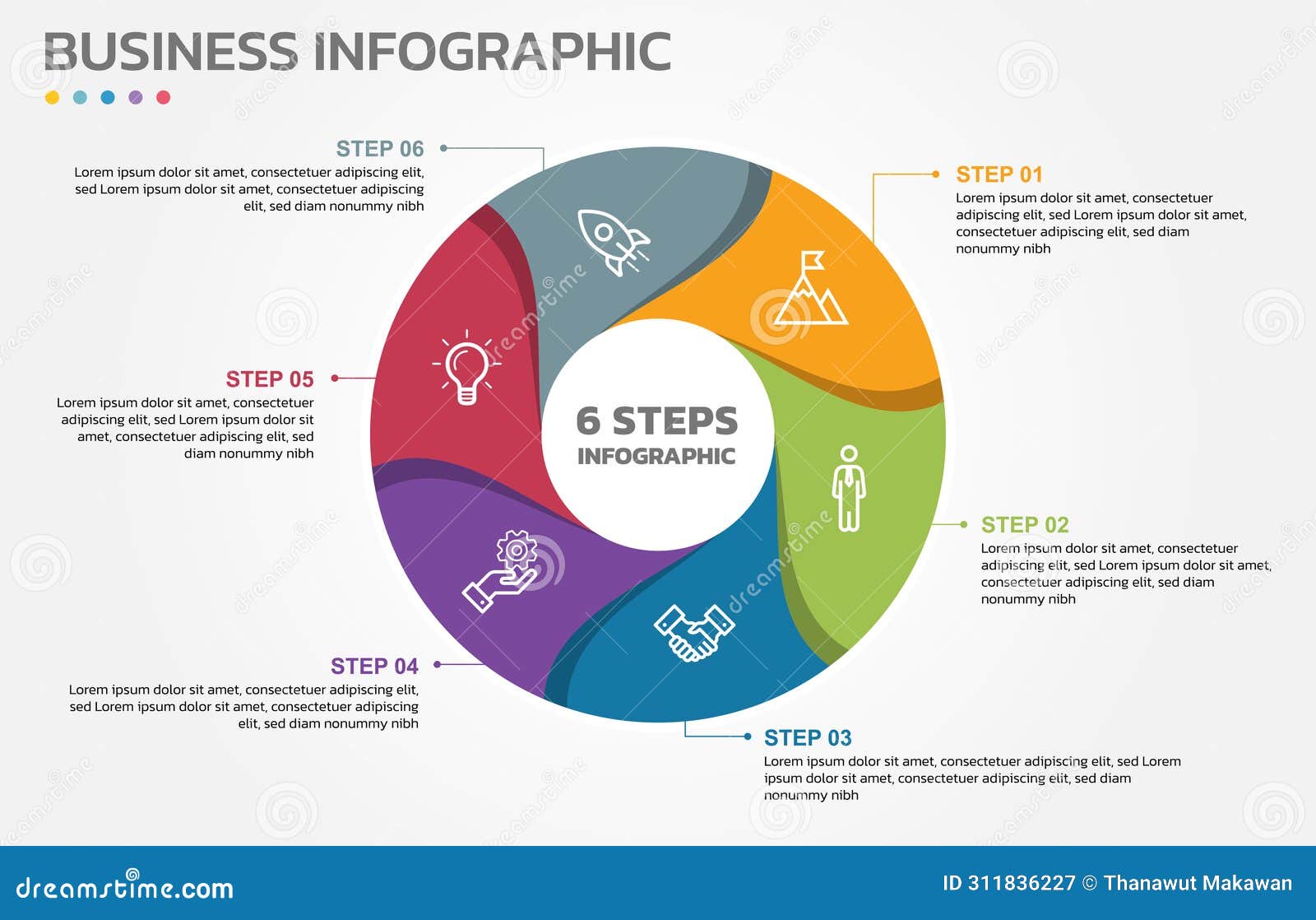 Visual Data Presentation. Cycle Diagram with 6 Options Stock Vector ...