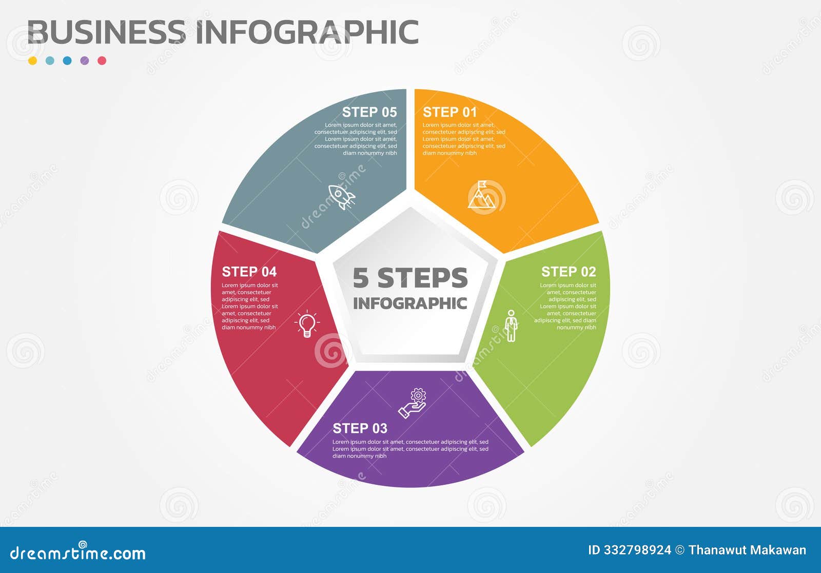 Visual Data Presentation. Cycle Diagram with 5 Options Stock Vector ...