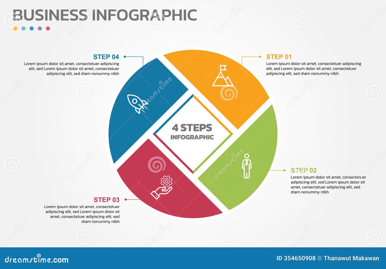 Visual Data Presentation. Cycle Diagram With 6 Options. Pie Chart ...