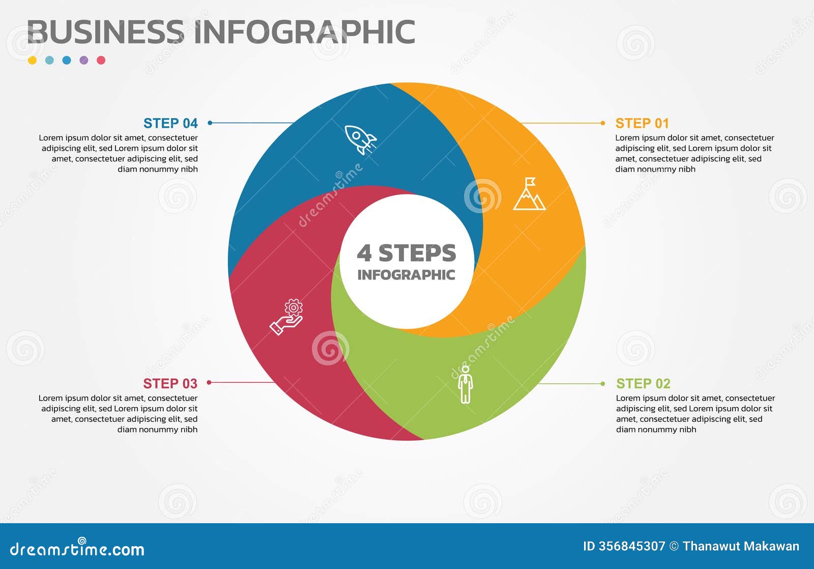 Visual Data Presentation. Cycle Diagram With 6 Options. Pie Chart ...