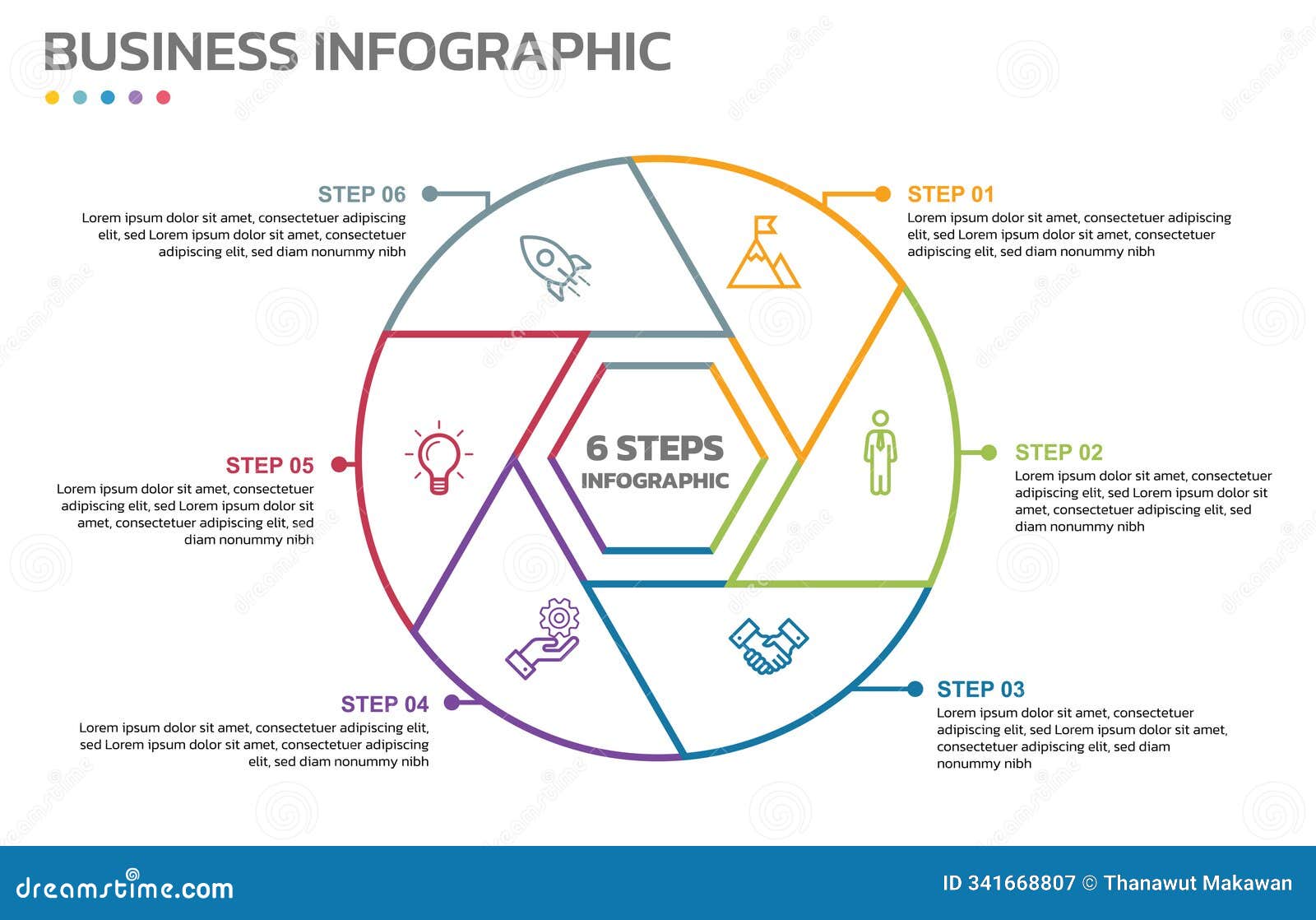 Visual Data Presentation. Cycle Diagram with 6 Options Stock ...